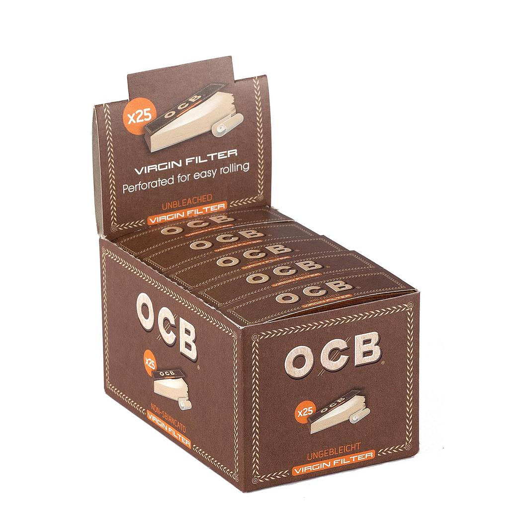 Rolling Papers OCB Unbleached Filter Tips Booklets Box Of 25 | Maq